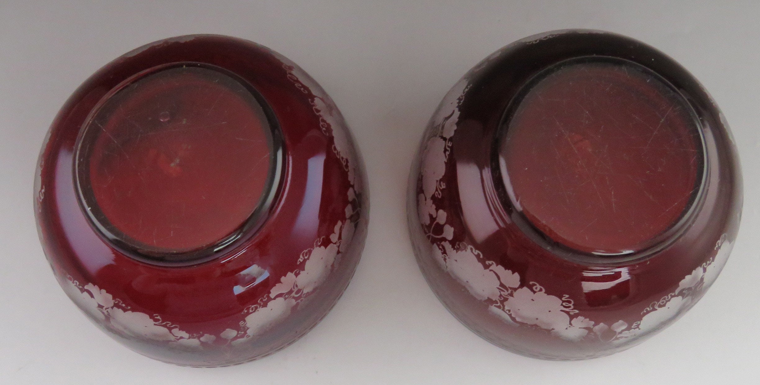 Beautiful Pair Antique Mid 1800s Bohemian Red Ruby Cut Glass | Etsy