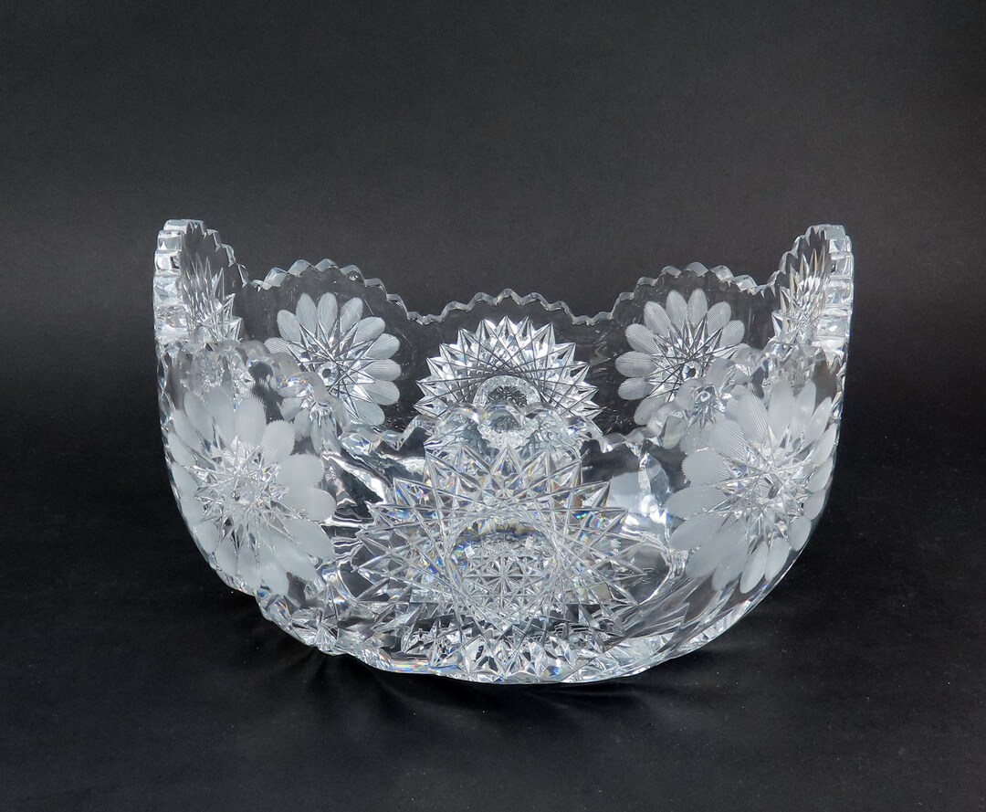 Nice 1910s ABP Cut Glass Oval Centerpiece Bowl Floral Decorations - Etsy