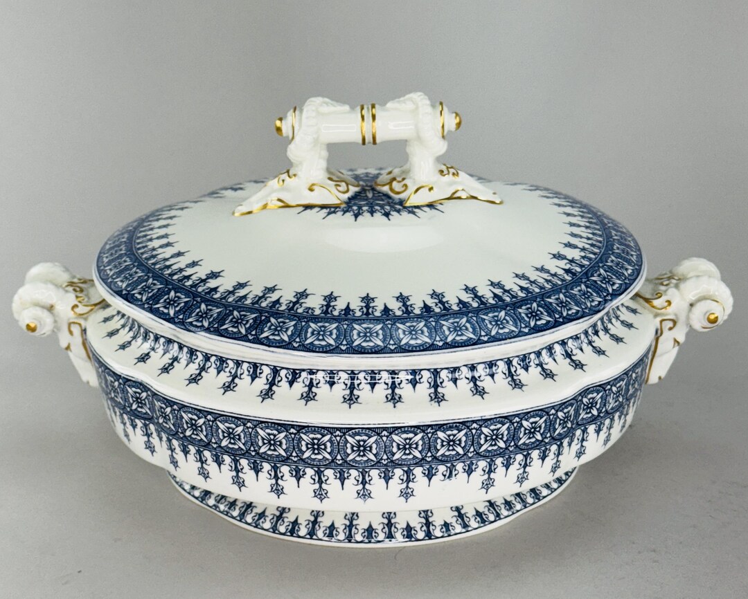 Fancy Royal Worcester Covered Serving Bowl With Ram's Heads 1890 - Etsy