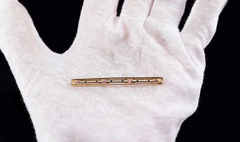Beautiful 1900 Bar Pin With 10k Yellow Gold and 4 - Etsy