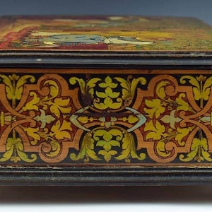 Antique Late 1800s Raised Box W/classical Greco Roman Hand Painted ...