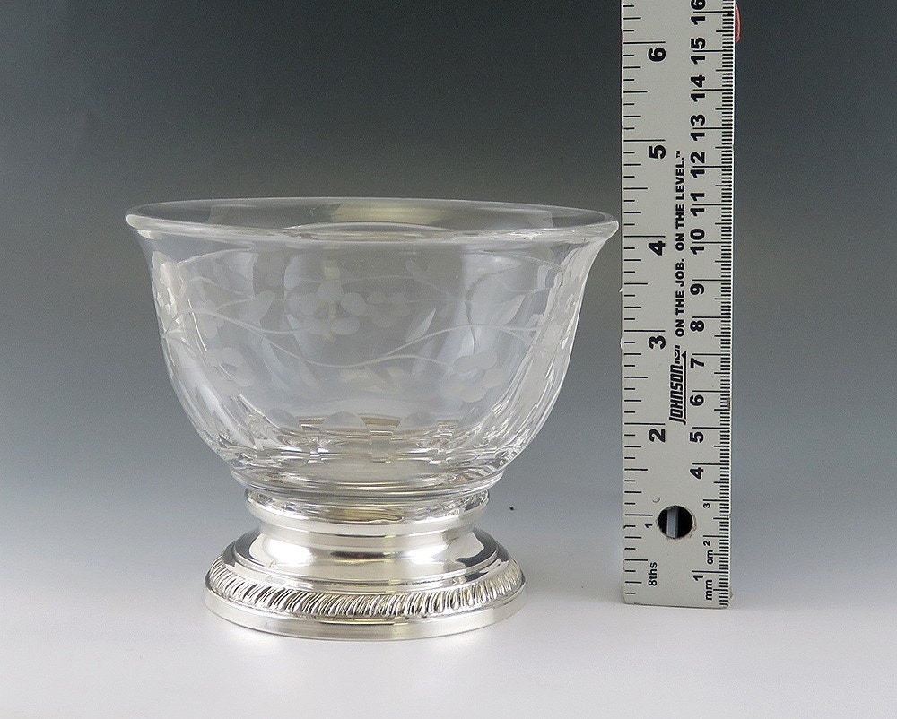 Heisey Divided Glass Bowl With Sterling Silver Base Condiment | Etsy