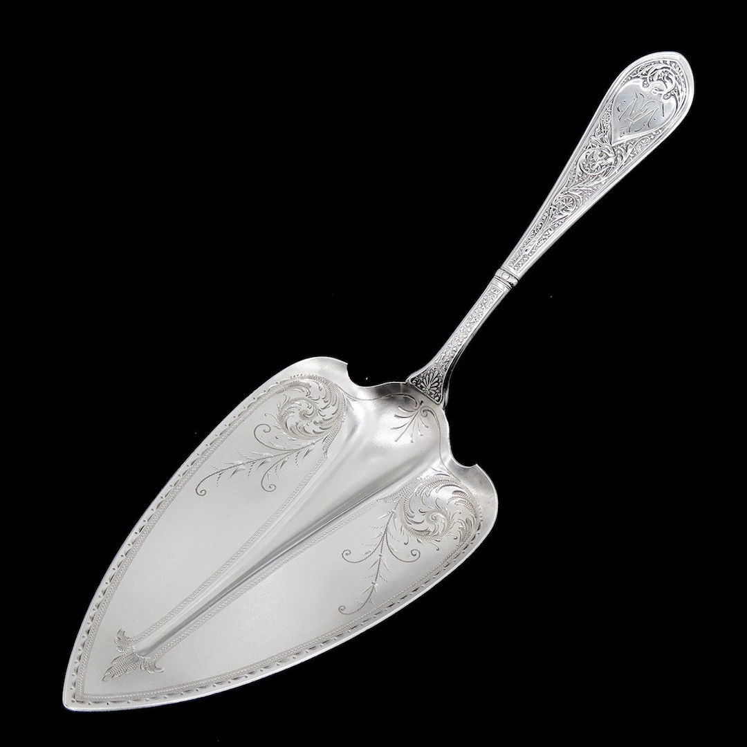 Antique Gorham Raphael 1874 Sterling Silver Engraved Pie Cake Pastry ...
