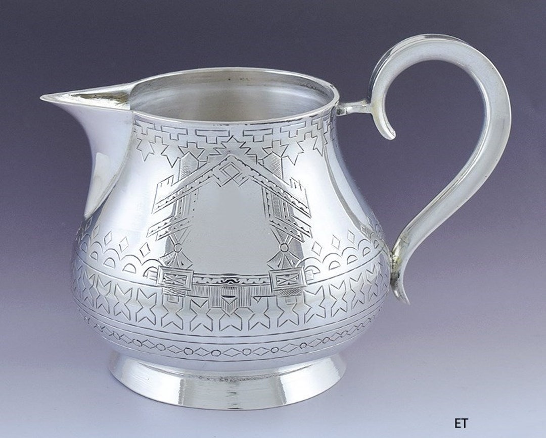 Handsome 1880 Russian Pan-slavic Design Silver Creamer by S. M ...