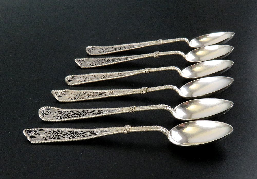 Rare Set 6 C1860s Mexican Silver Filigree Spoons Eagle and - Etsy