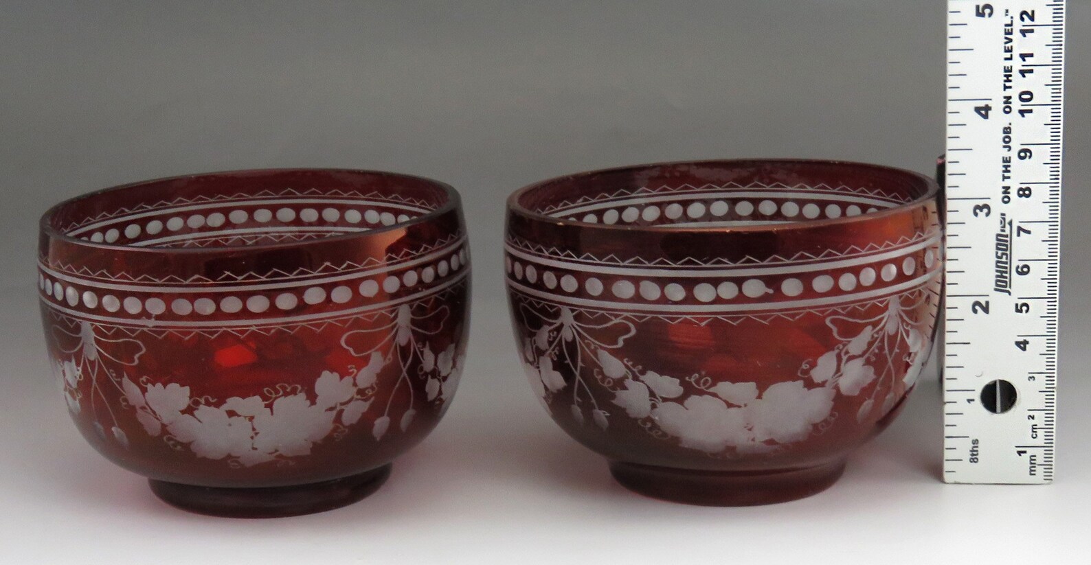 Beautiful Pair Antique Mid 1800s Bohemian Red Ruby Cut Glass | Etsy