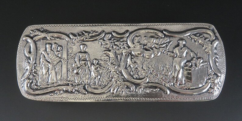 1886 Antique Dutch Silver Genre Scene Hand Chased Long Trinket - Etsy