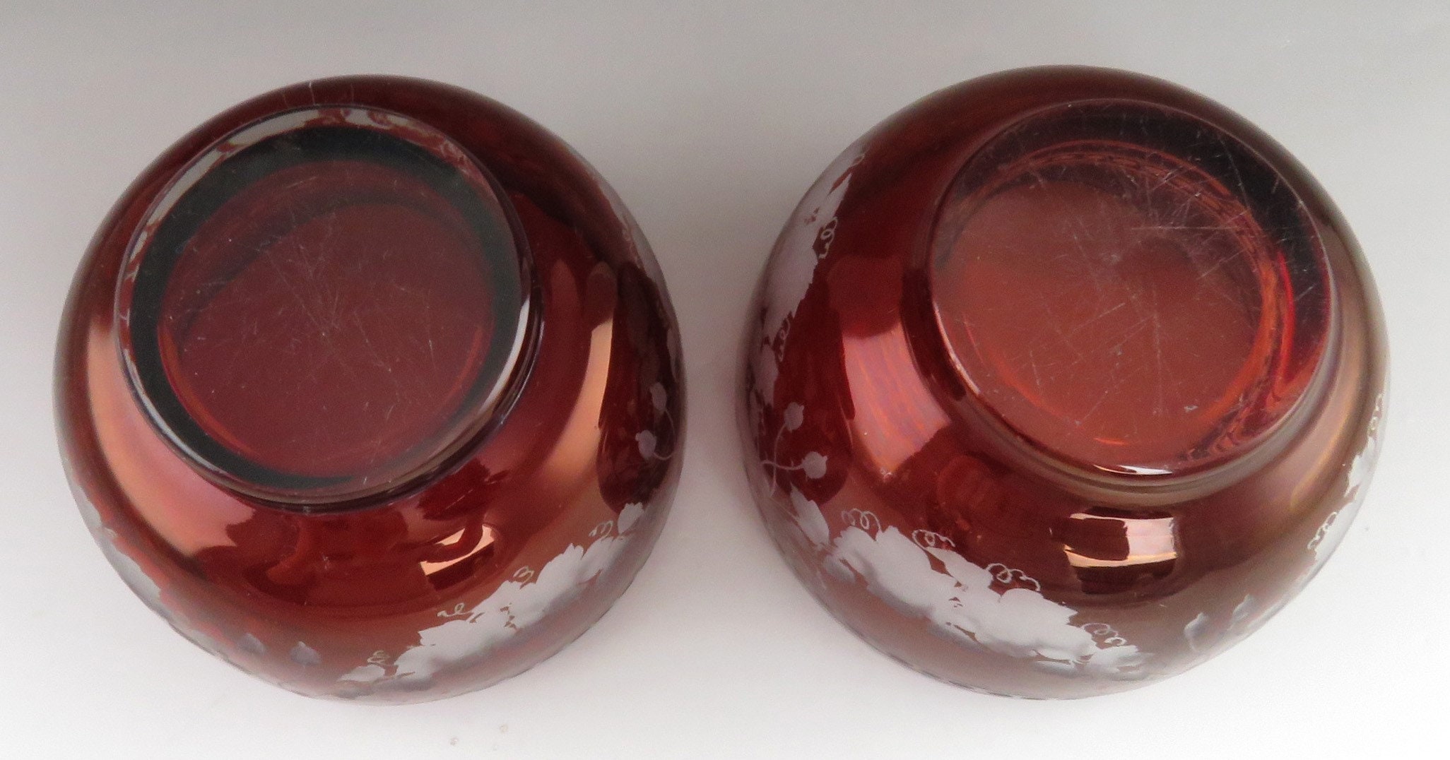 Beautiful Pair Antique Mid 1800s Bohemian Red Ruby Cut Glass | Etsy