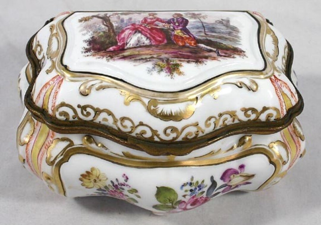 C1870 Hand Painted Louis XIV Porcelain Bronze Mounted Box Samson - Etsy