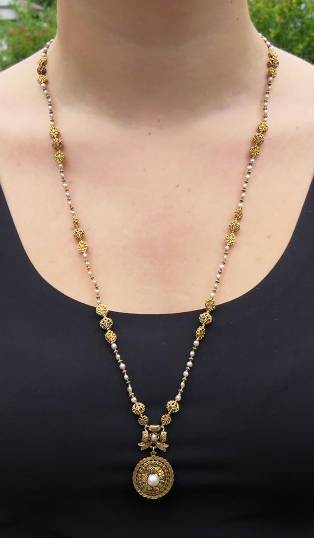 Antique Spanish Colonial Philippines 14k Gold Pearl Tamborin Relikaryo ...