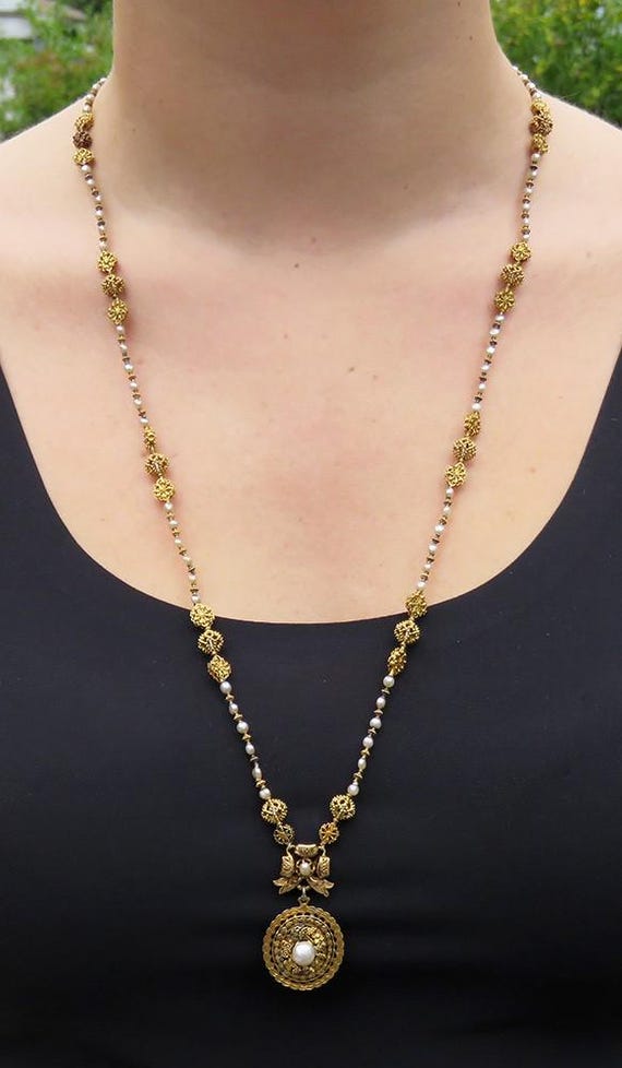 Antique Spanish Colonial Philippines 14k Gold Pearl T… - Gem