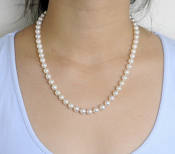 Luminouse 7mm Pearl Strand Necklace 14K Clasp Individ… - Gem