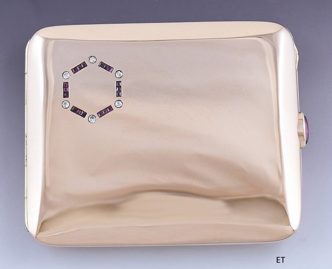 Handsome 14k Rose Gold Diamond & Ruby Cigarette Case - Etsy