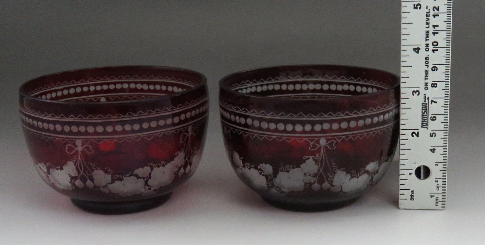Beautiful Pair Antique Mid 1800s Bohemian Red Ruby Cut Glass - Etsy