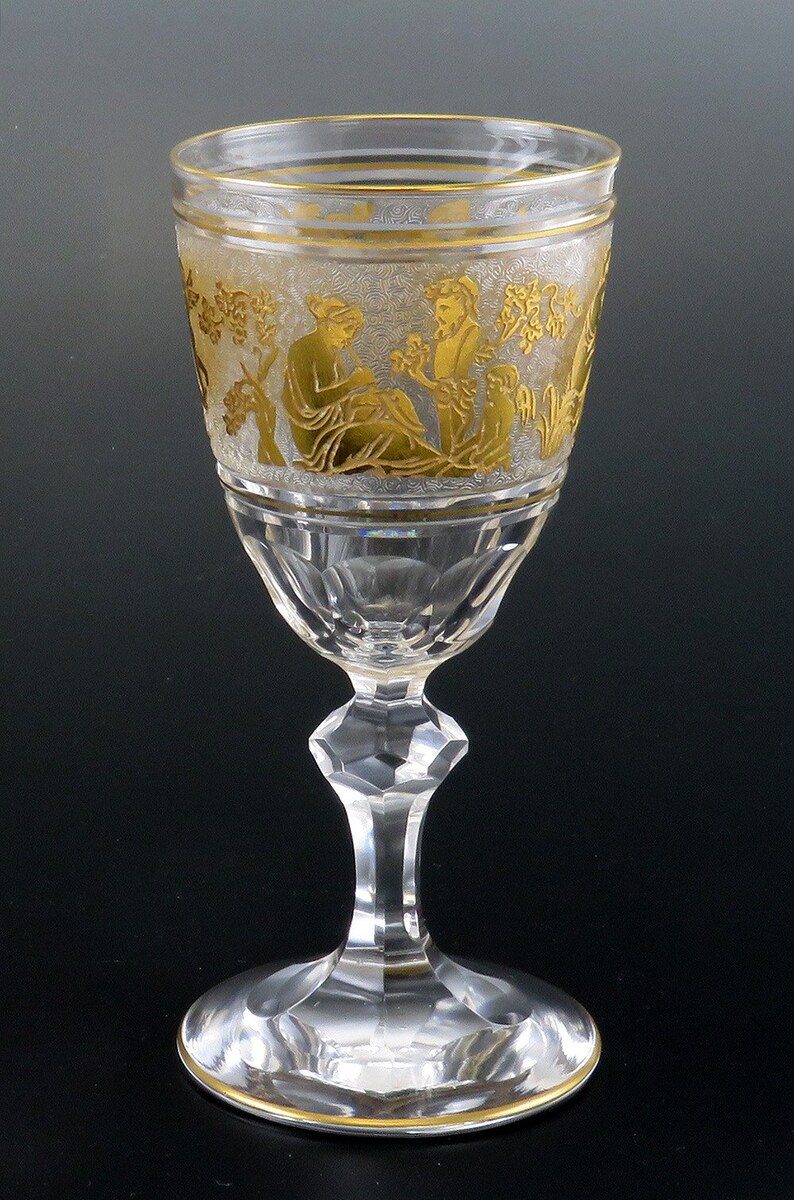 9 Val St Lambert Danse De Flore Gold Crystal Glass Small Wine | Etsy