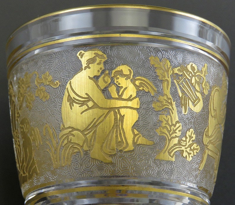 9 Val St Lambert Danse De Flore Gold Crystal Glass Small Wine | Etsy
