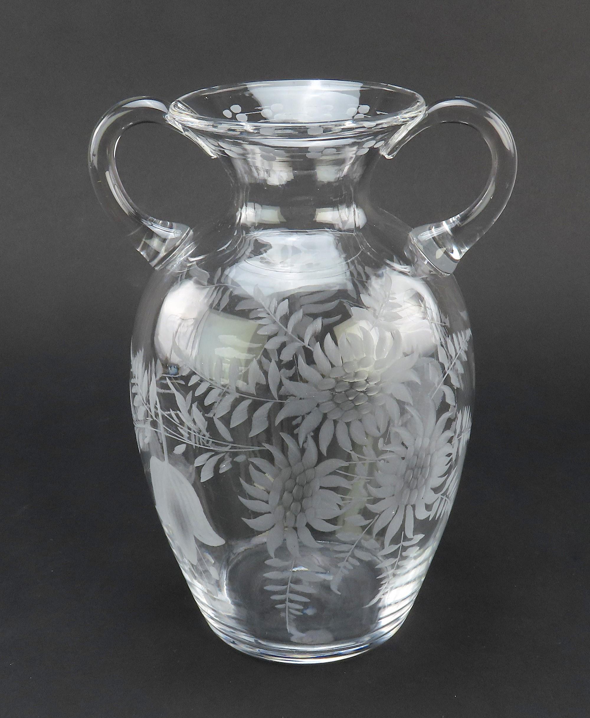 Beautiful Libbey Large American Brilliant Cut Glass ABP Floral Vase 8 3 ...