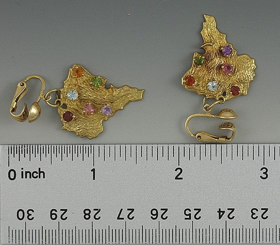 18K Gold Brazil Country Earrings Tourmaline Amethyst … - Gem