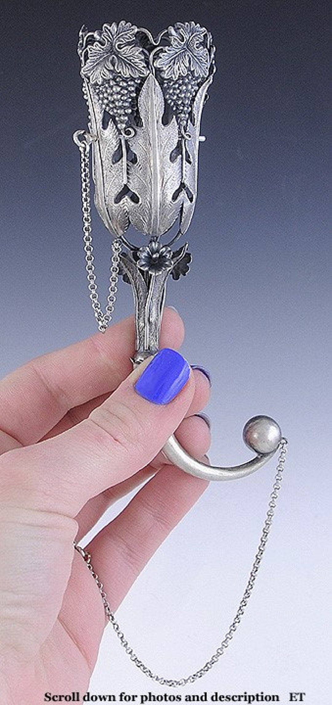 Elegant C1850s American Coin Silver Filigree Bridal Posy Holder/tussy ...