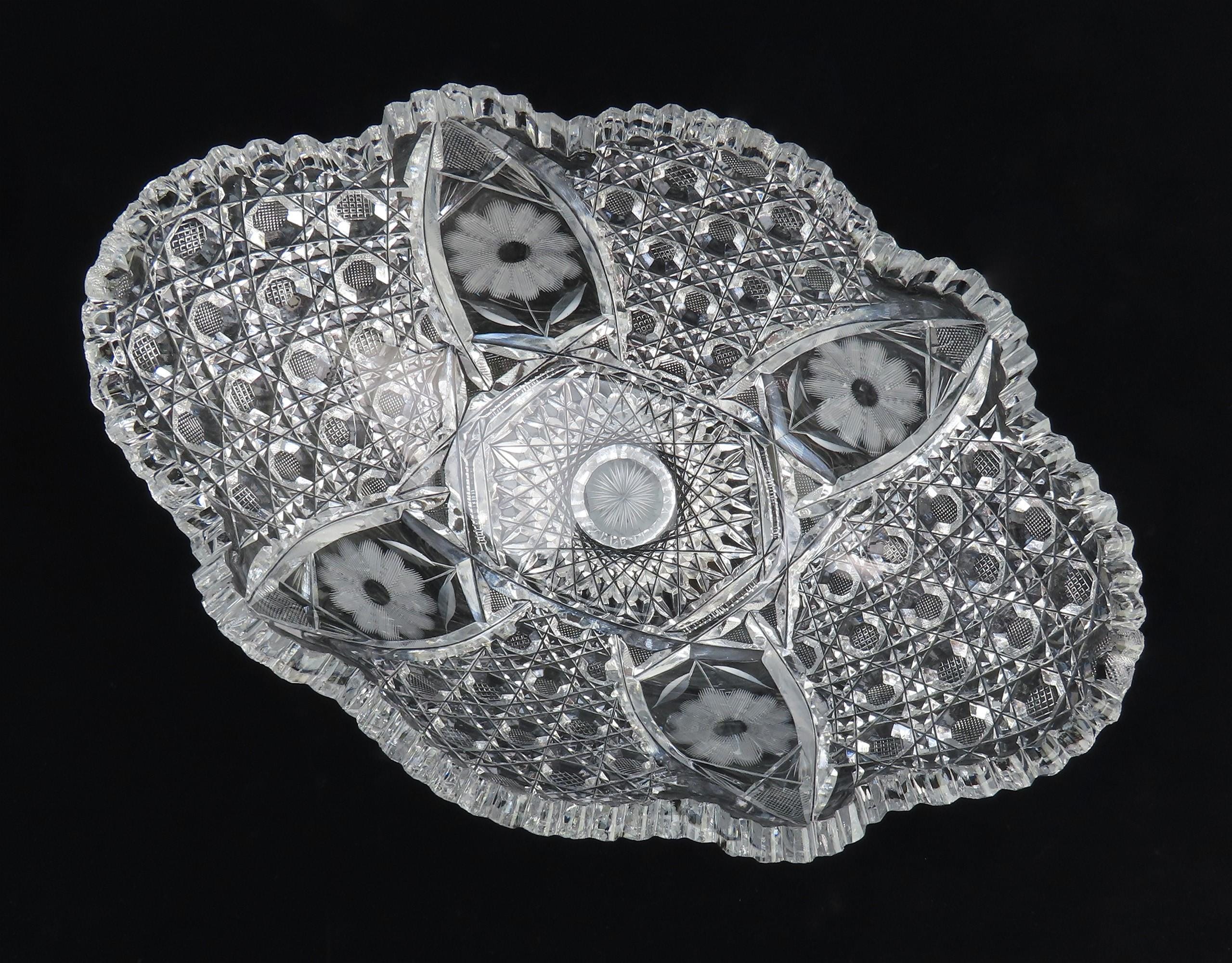 Wonderful ABP American Brilliant Period Cut Glass Oval Bowl Flower ...