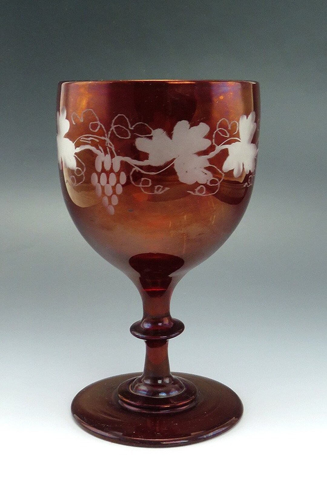 C1860-1910 Ruby Flash Glass Goblet W Grape Cluster Vine Motif - Etsy