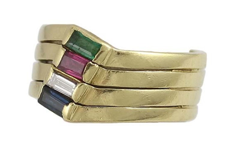 Charming 18k Gold Diamond Ruby Sapphire Emerald Ring - Etsy