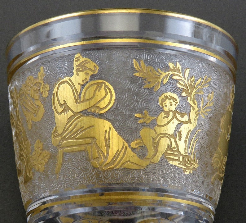 9 Val St Lambert Danse De Flore Gold Crystal Glass Small Wine | Etsy