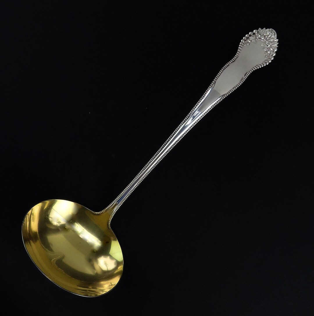 Gorgeous Gorham Lancaster Rose Sterling Silver Large Soup Punch Ladle ...