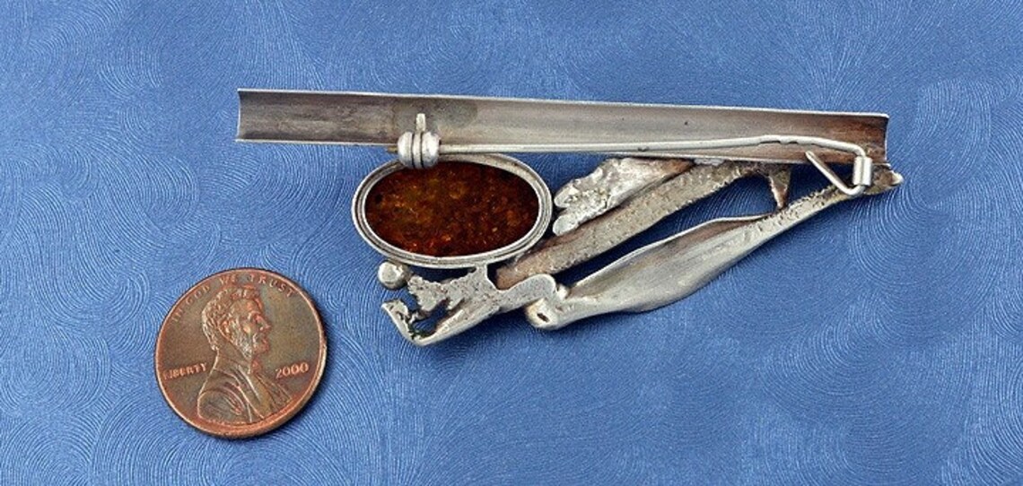 Modern Sterling Silver Polish Genuine Amber Pin/brooch - Etsy