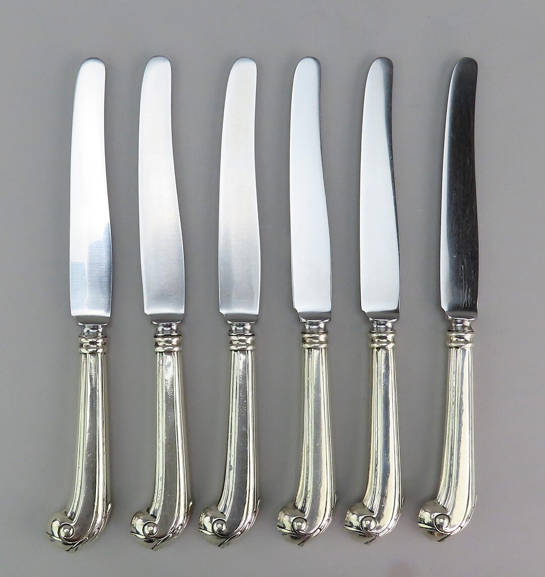 6 Arthur Stone Sterling Silver Pistol Handle Knives W/ Stainless Blades ...