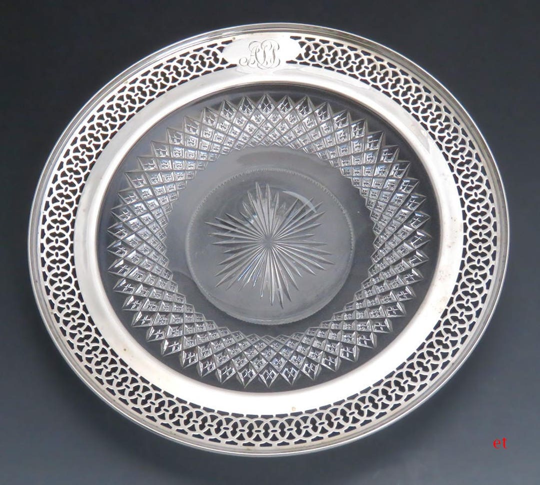 Vintage Watson Sterling Silver & Beautiful Cut Glass Plate - Etsy