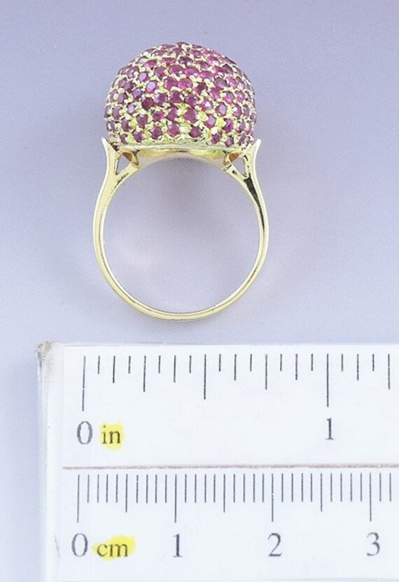 Vibrant 18K Yellow Gold & Ruby Dome Form Ring Size 5.5 - Gem