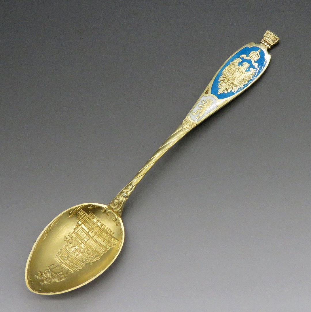 Antique 19th Century German Gold Wash Silver Enamel Berlin Crest ...