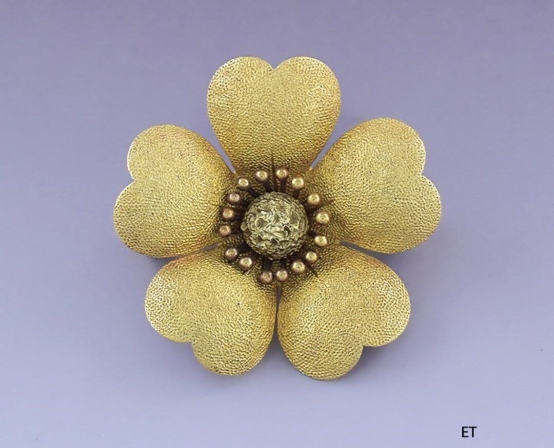 Antique American Victorian 18k Yellow Gold Flower Pin - Etsy