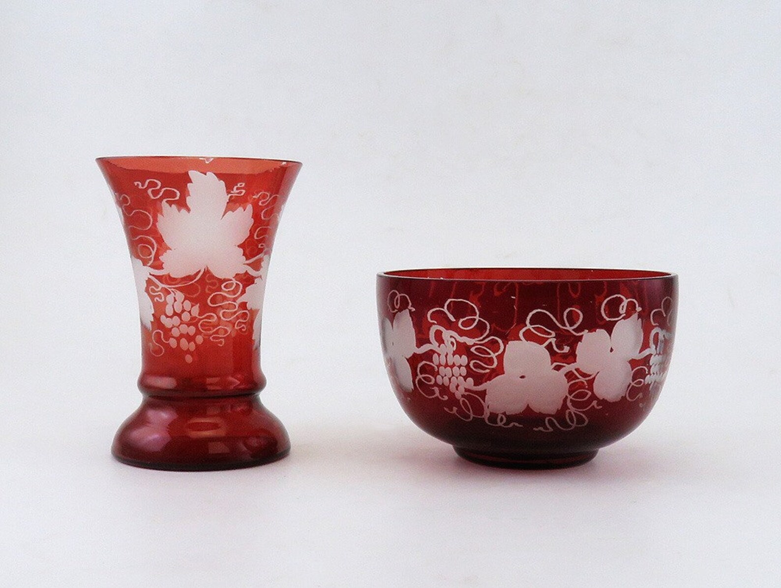 Antique 19th Century Bohemian Red Crystal Glass Grape Vine | Etsy