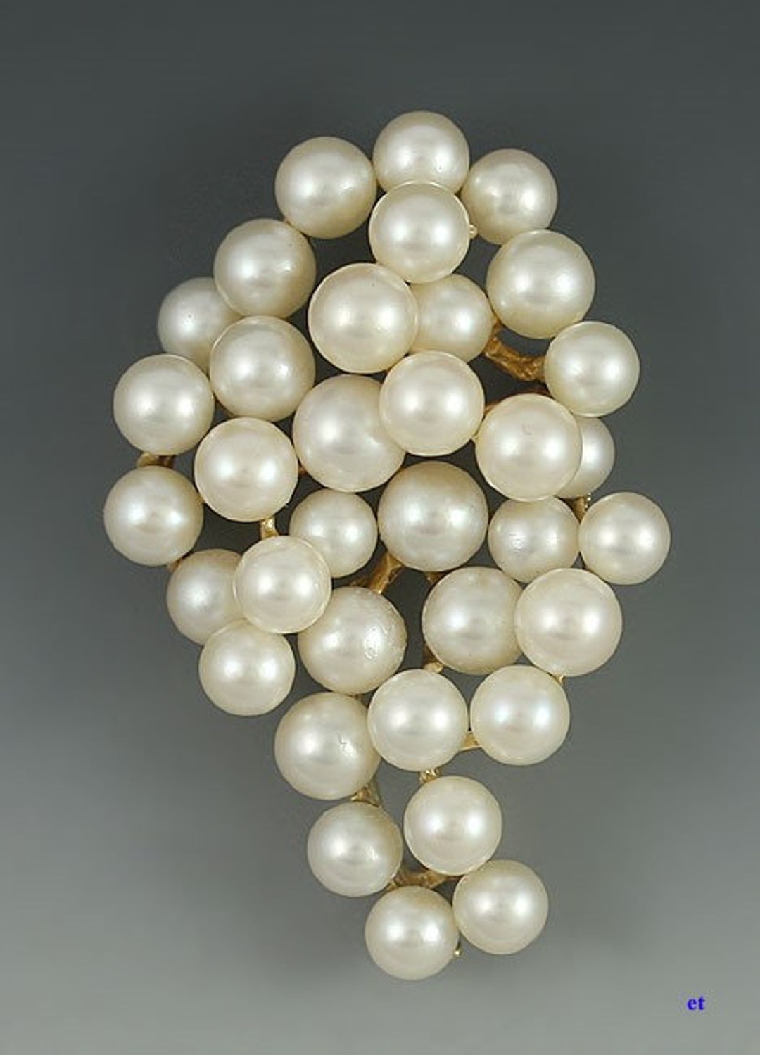 Radiant Pearl Cluster of Grapes 14k Gold Large Brooch Pin Modern - Etsy