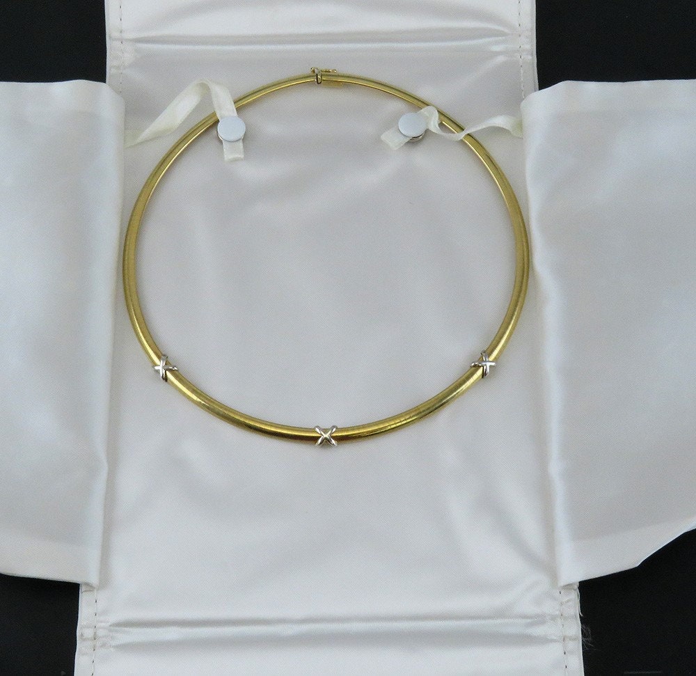 Attractive Italian 14K Two-tone Yellow W/ White Gold X Design | Etsy