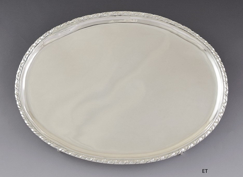 Rare Antique 1700s European Silver Oval Serving Claw Foot Tray 9.5 X 12 ...