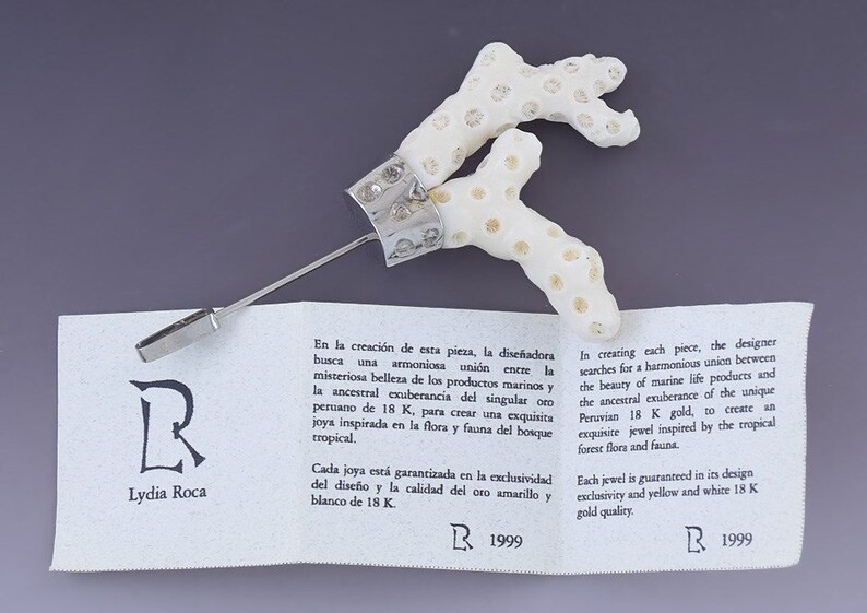 Lydia Roca Peruvian Natural White Coral & 18K White Gold Stickpin - Etsy