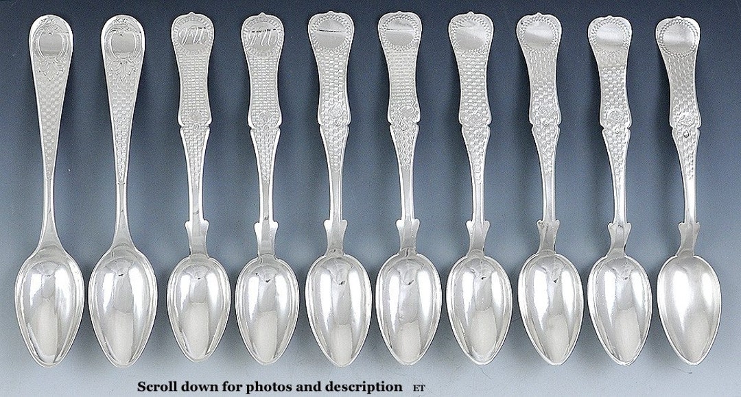 10 Antique Turkish Silver Engraved Tea Coffee Spoons NO MONO - Etsy