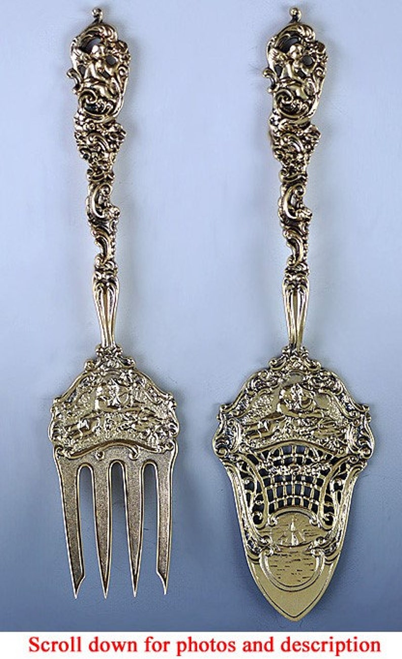 Antique C1890 Art Nouveau Gold Sterling Silver Fork Pie | Etsy
