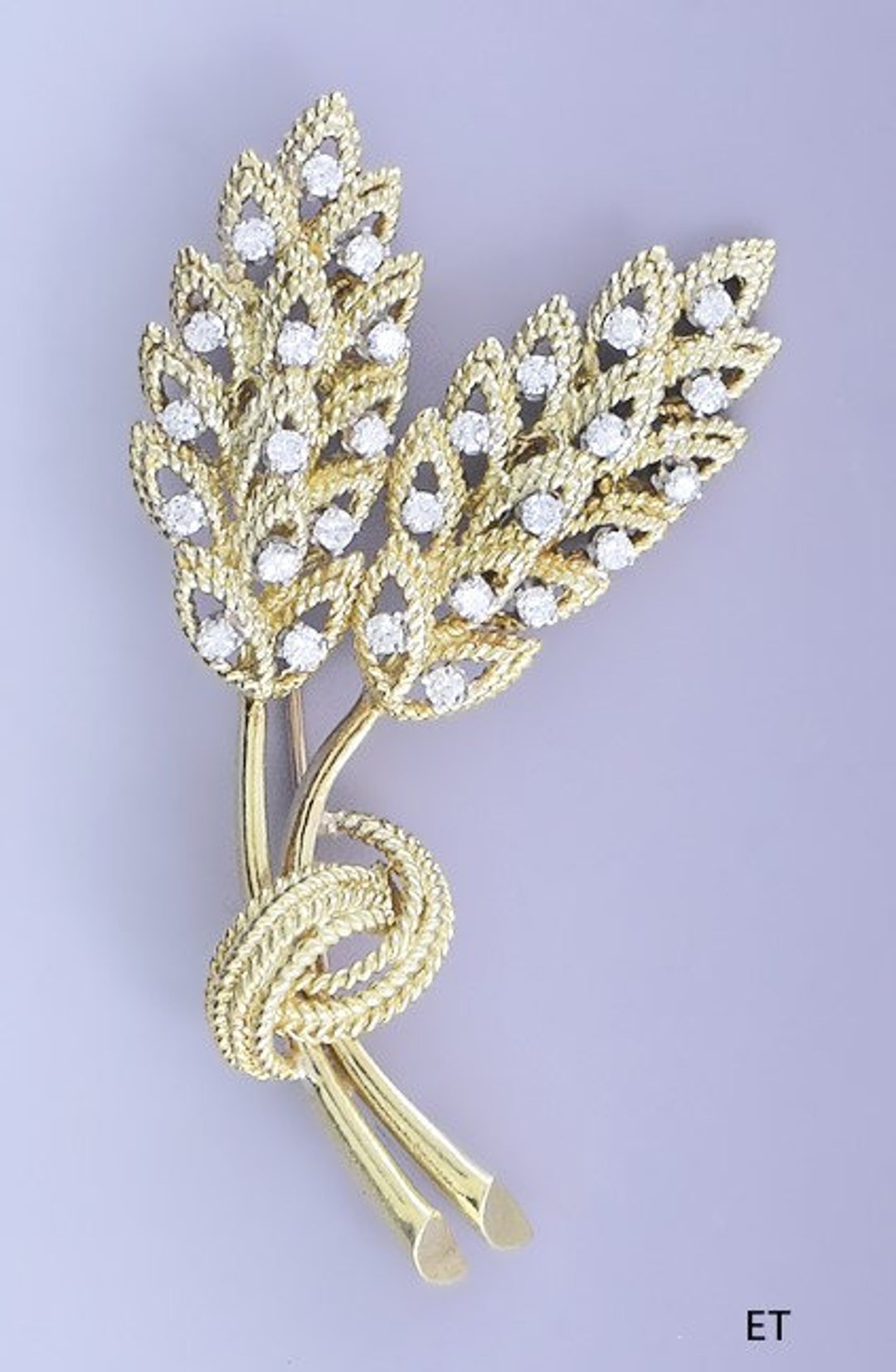 Dazzling 18k Yellow Gold .75ct Diamond Wheat Pin / Brooch - Etsy