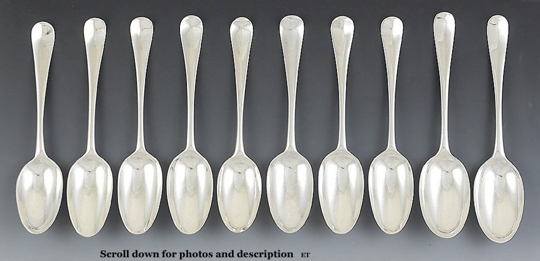 Superb Assembled Set of 10 English 1700s Georgian Sterling Silver Place ...