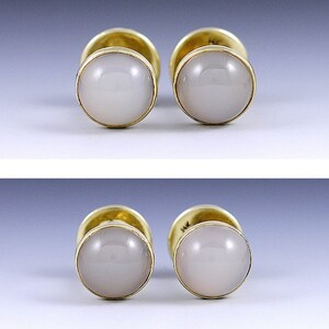 Vintage 14k Gold Agate Moonstone Cufflink & Stud Set - Etsy