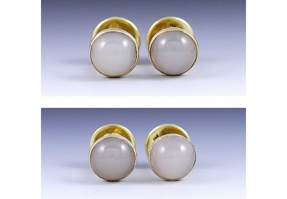 Vintage 14k Gold Agate Moonstone Cufflink & Stud Set | Etsy