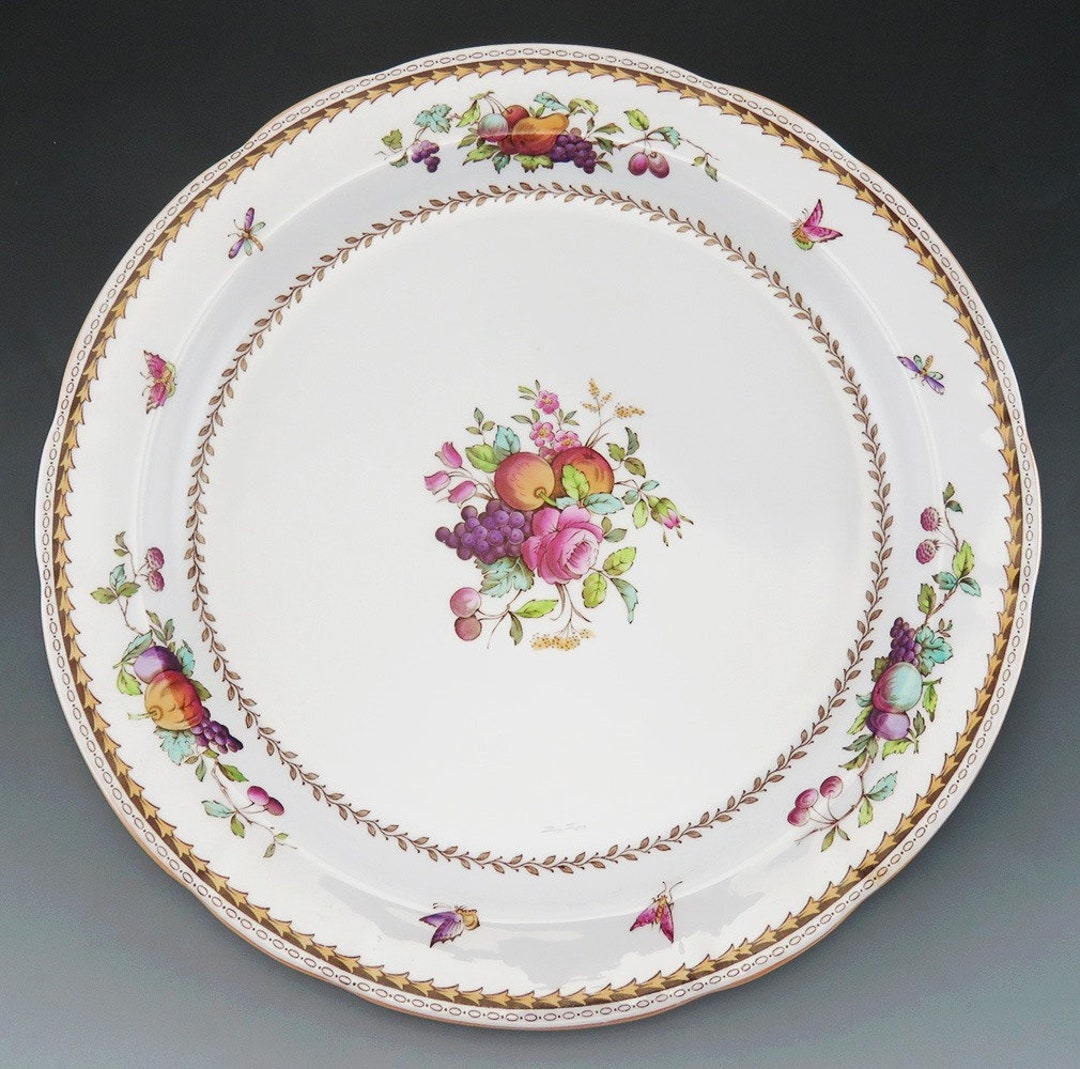 Porcelaine anglaise Copeland Spode Rockingham Flower Chop Plate Platter ...