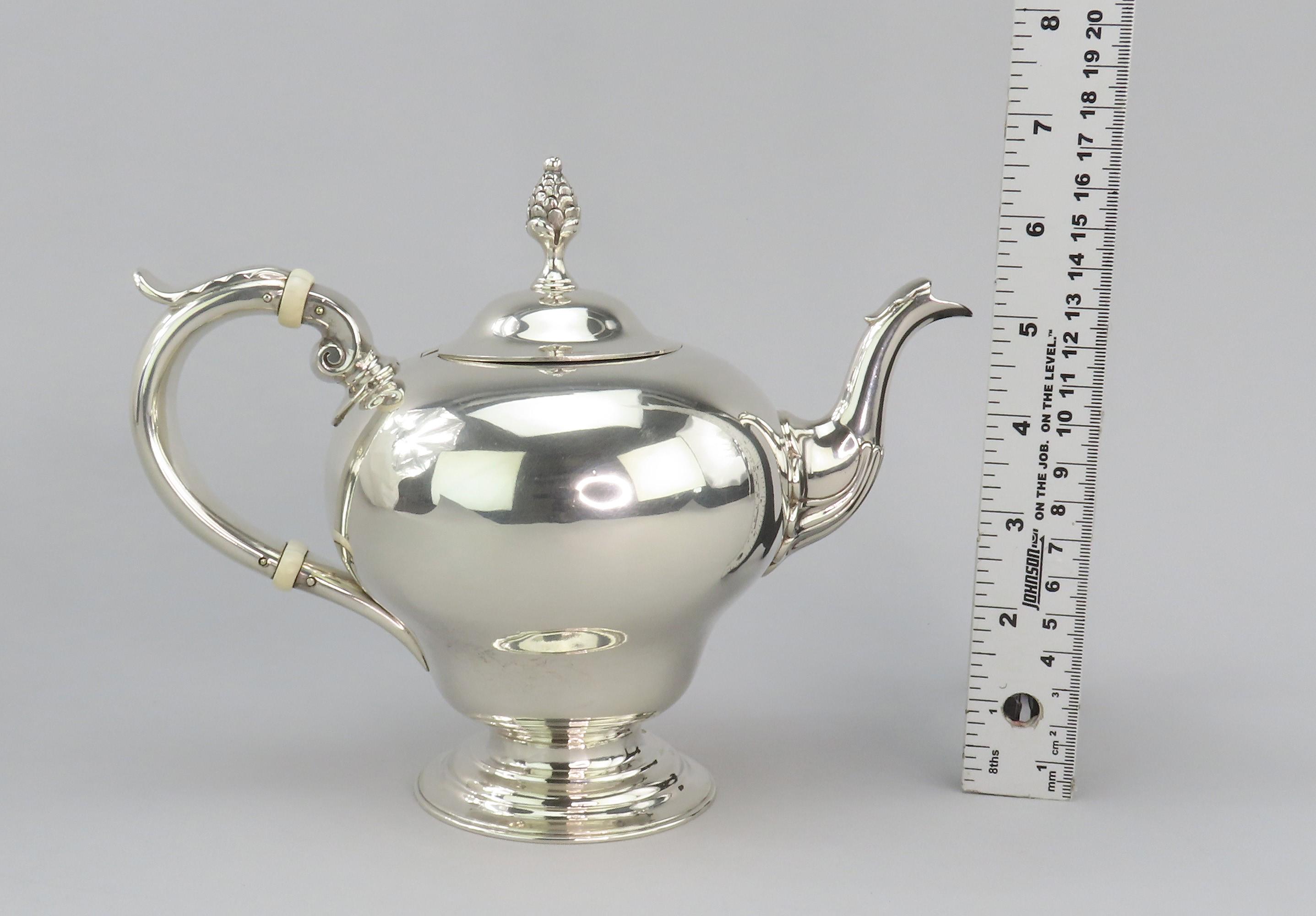 1840/50s Elegant Coin Silver Teapot Classical Form Boston Maker No Mono ...