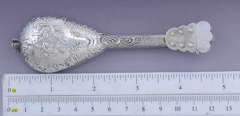 C1850-1900 German Silver Lute Shaped Perfume Scent Bottle - Etsy