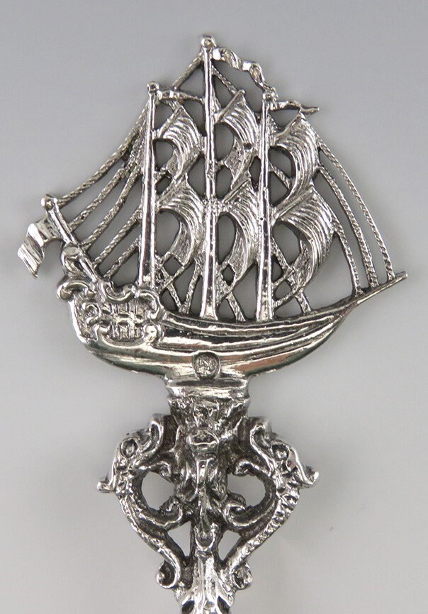 Antique 1902 Dutch Silver Twist Form Brigantine War Ship Boat | Etsy
