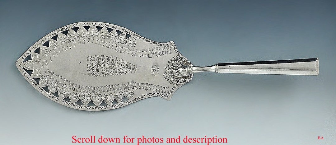 Large Antique European Silver Engraved Pierced Fish Slice Server - Etsy